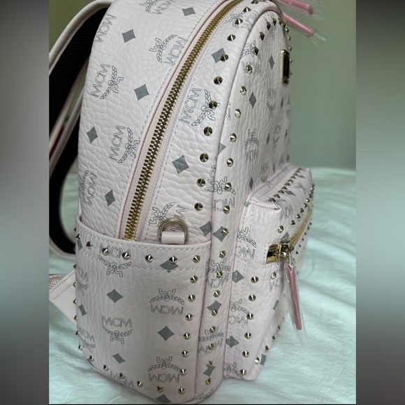 MCM | Bags | Mcm Stark Backpack In Studded Outline Visetos Powder Pink ...